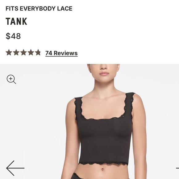 SKIMS | Tops | Skims Fits Everybody Black Lace Trimmed Tank | Poshmark